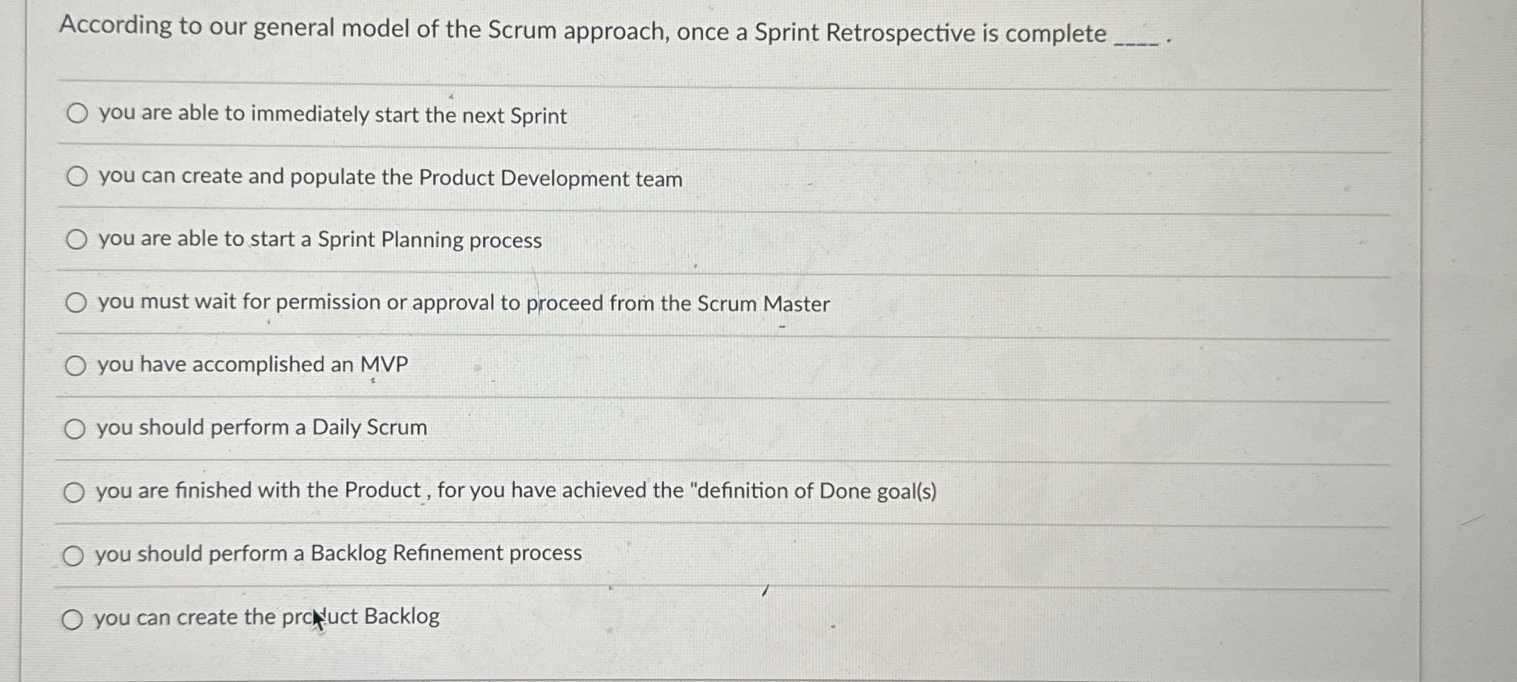 Solved According to our general model of the Scrum approach, | Chegg.com