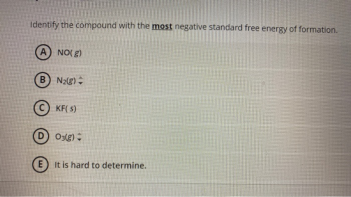 Solved Identify the compound with the most negative standard | Chegg.com