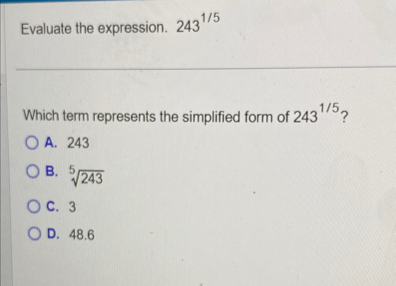 Solved Evaluate the expression. 24315Which term represents | Chegg.com