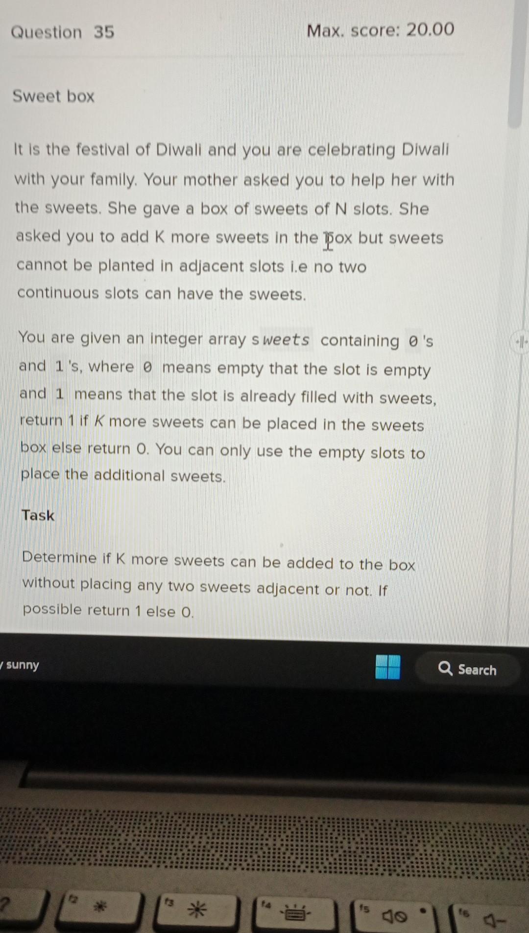 Solved Sweet box It is the festival of Diwall and you are | Chegg.com