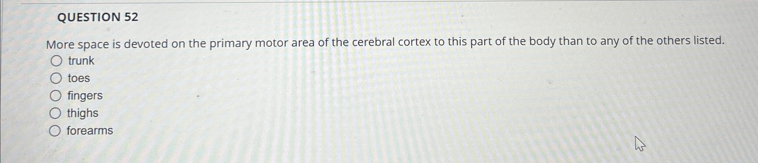 Solved QUESTION 52More space is devoted on the primary motor | Chegg.com