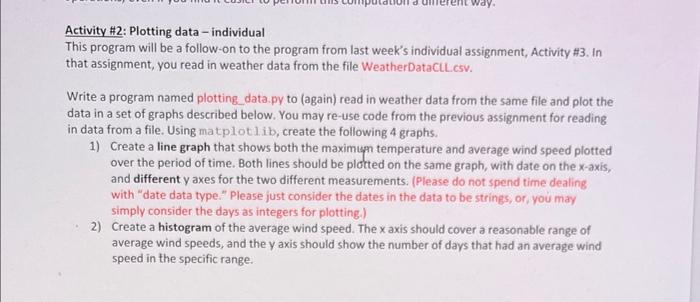 Solved Activity \#2: Plotting data - individual This program | Chegg.com Solved Activity \#2: Plotting data - individual This program | Chegg.com