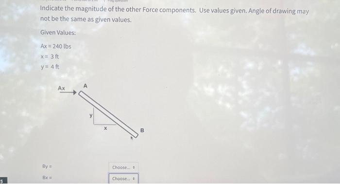Solved Indicate the magnitude of the other Force components. | Chegg.com