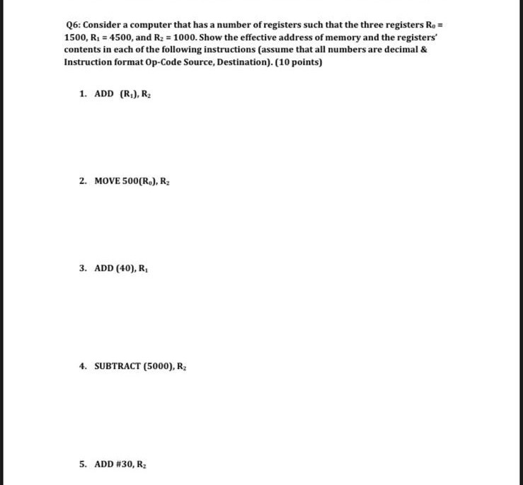 Solved Q6: Consider a computer that has a number of | Chegg.com