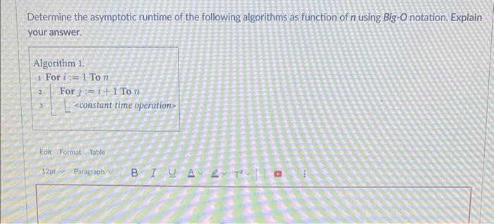 Solved Determine the asymptotic runtime of the following | Chegg.com