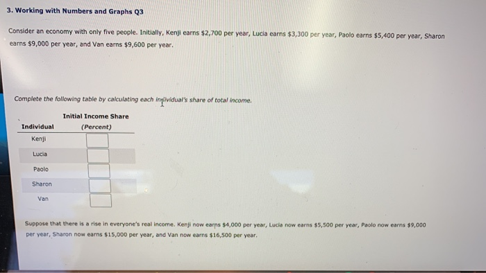 Solved 3. Working with Numbers and Graphs Q3 Consider an | Chegg.com