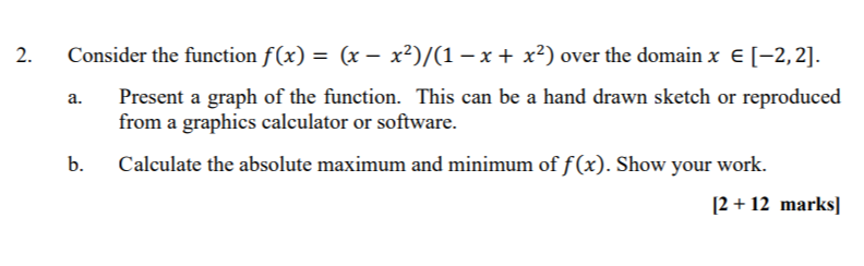 Solved Consider the function f(x)=x-x21-x+x2 ﻿over the | Chegg.com