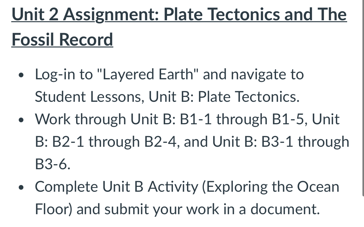 Solved Unit 2 ﻿Assignment: Plate Tectonics and The Fossil | Chegg.com