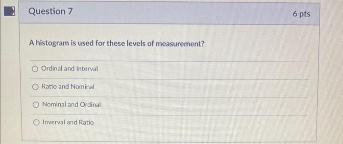 Solved A histogram is used for these levels of measurement? | Chegg.com