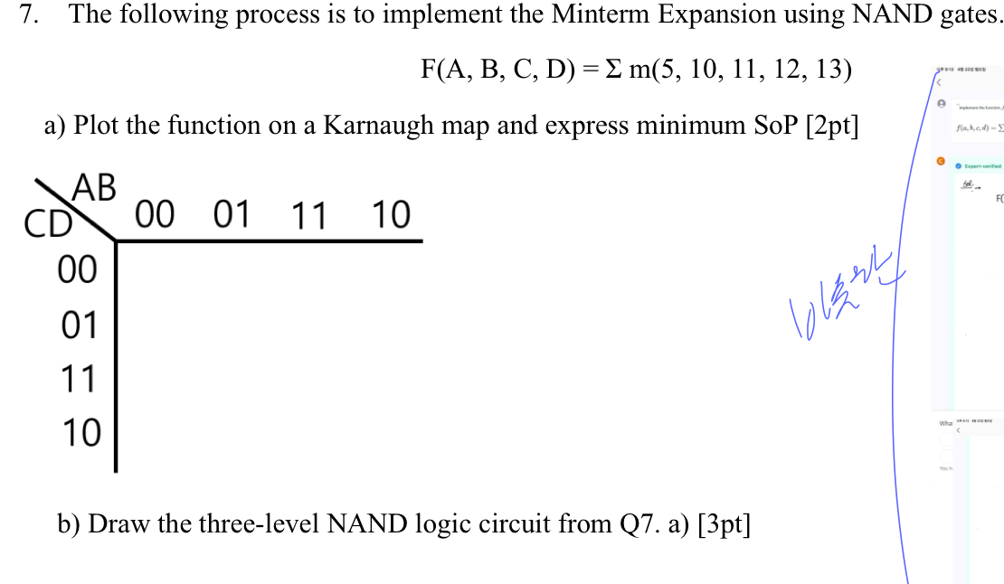 Solved The following process is to implement the Minterm | Chegg.com