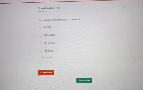 Solved Question 40 ﻿of 40Points: 1The individual items | Chegg.com