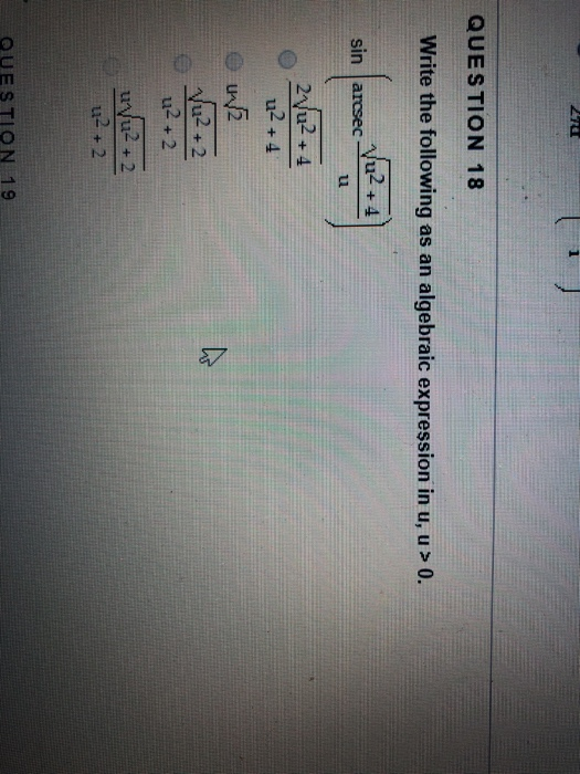 Solved QUESTION 18 Write the following as an algebraic | Chegg.com