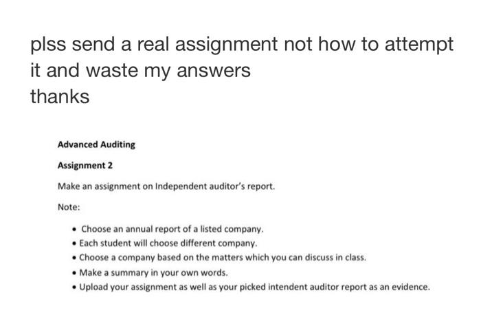 Solved plss send a real assignment not how to attempt it and | Chegg.com Solved plss send a real assignment not how to attempt it and | Chegg.com
