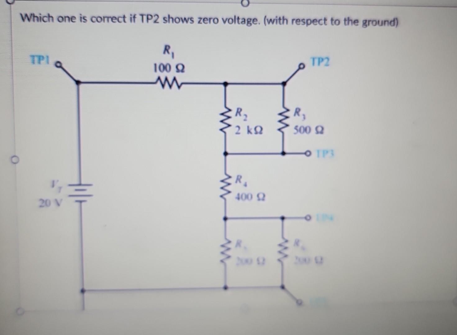 Which one is correct if TP2 shows zero voltage. (with | Chegg.com