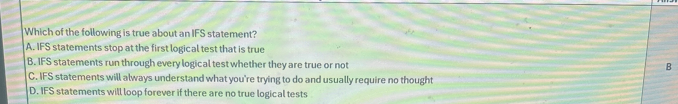 Solved Which of the following is true about an IFS | Chegg.com