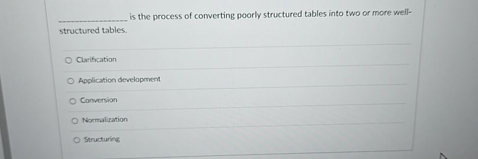 Solved q, ﻿is the process of converting poorly structured | Chegg.com