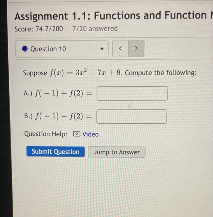 Solved Assignment 1.1: Functions and Function Nota Score: | Chegg.com