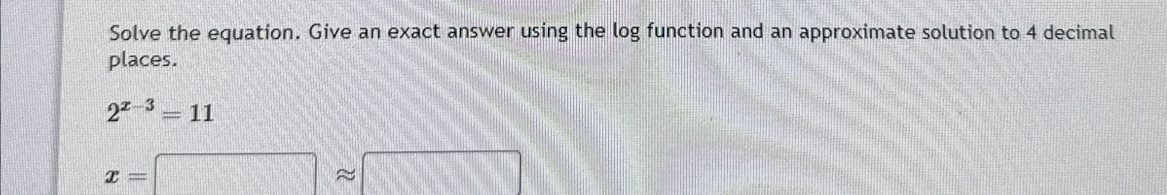 Solved Solve the equation. Give an exact answer using the | Chegg.com