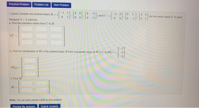 Solved Previous Problem Problem List Next Problem (1 point) | Chegg.com