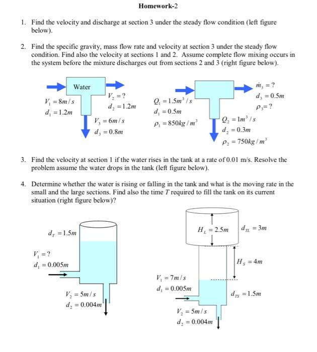 Solved Homework-2 1. Find the velocity and discharge at | Chegg.com