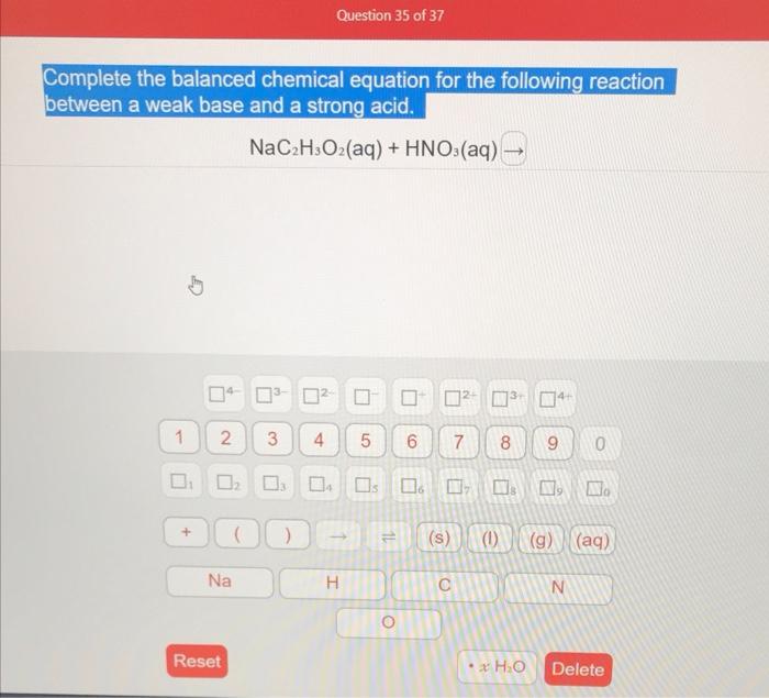 Solved Complete the balanced chemical equation for the | Chegg.com