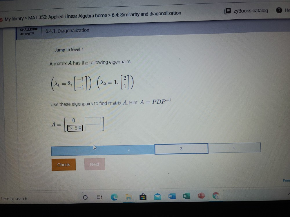 Solved E zyBooks catalog Не s My library > MAT 350: Applied | Chegg.com