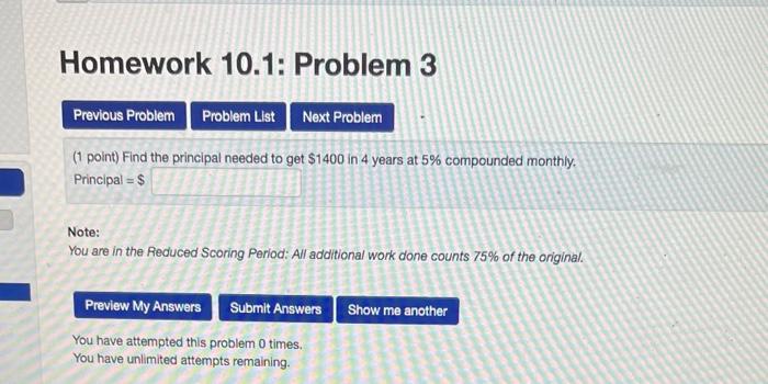 Solved Homework 101 Problem 3 Previous Problem Problem 2456