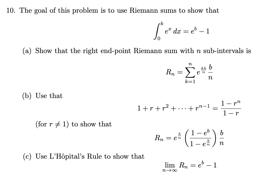 Solved The goal of ﻿this problem is to ﻿use Riemann sums to | Chegg.com