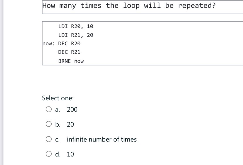 Solved How many times the loop will be repeated?Select | Chegg.com