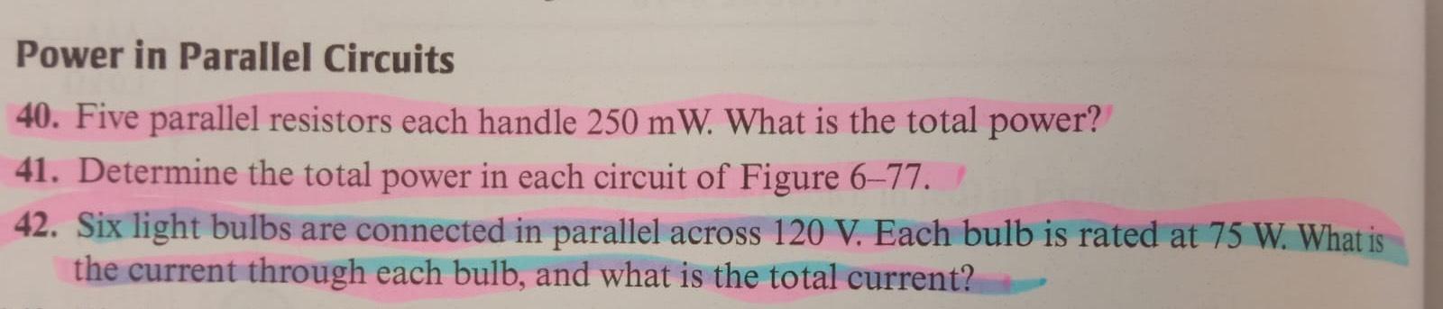 Solved Power in Parallel Circuits40. ﻿Five parallel | Chegg.com