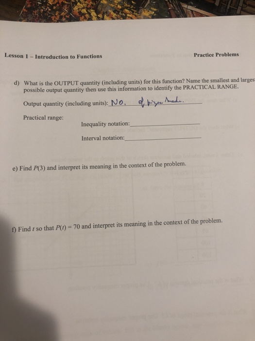 Solved Lesson 1- Introduction to Functions Practice Problems | Chegg.com
