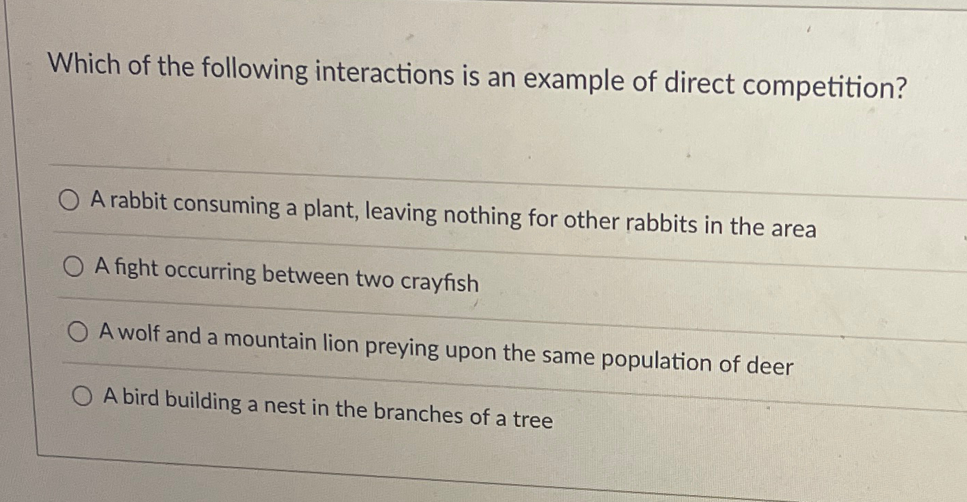Solved Which of the following interactions is an example of | Chegg.com