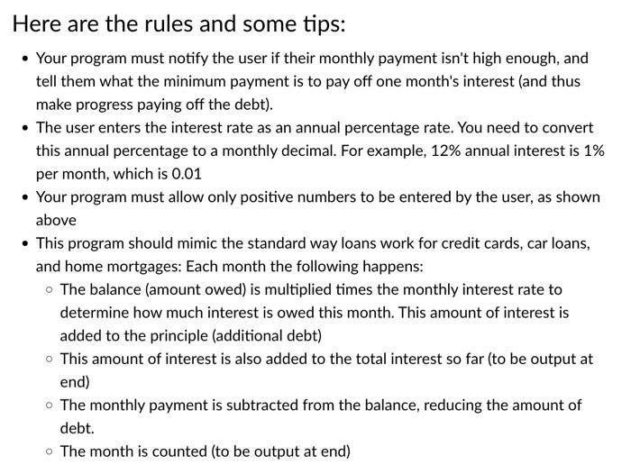 Solved interest rate, and the monthly payment amount. Your | Chegg.com