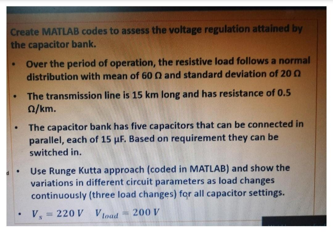 Solved Create MATLAB codes to assess the voltage regulation | Chegg.com