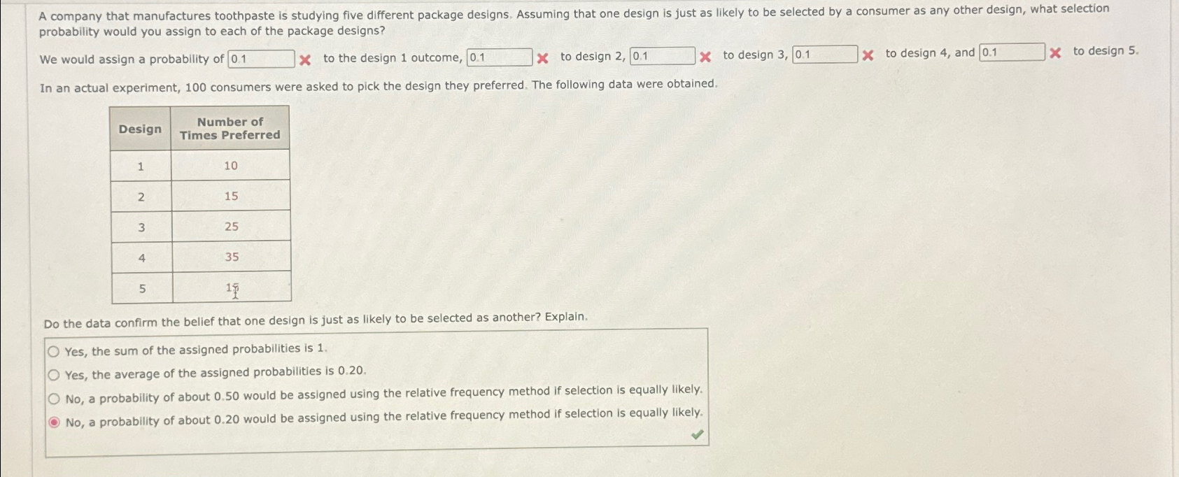 Solved probability would you assign to each of the package | Chegg.com
