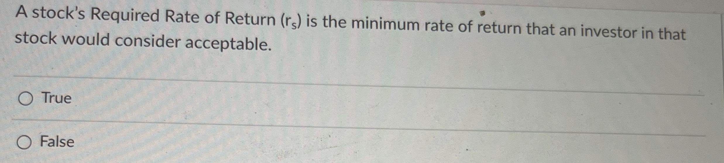 Solved A stock's Required Rate of Return (rs) ﻿is the | Chegg.com