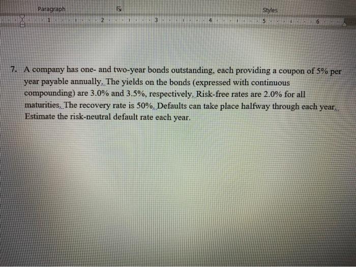 Solved Paragraph Styles 5 2 1 MI 3 6 I 1. Suppose that the | Chegg.com