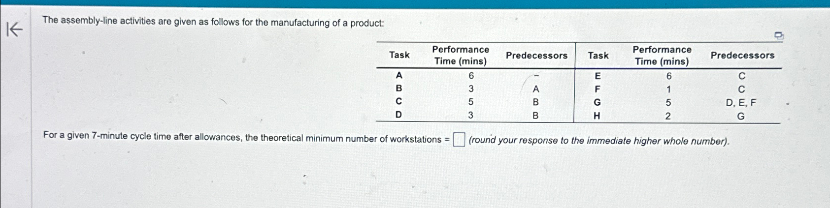 Solved The assembly-line activities are given as follows for | Chegg.com