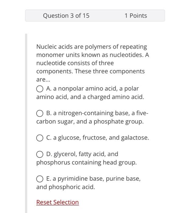 Solved Nucleic acids are polymers of repeating monomer units | Chegg.com