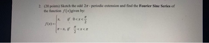 Solved 2. (20 points) Sketch the odd 2x - periodic extension | Chegg.com