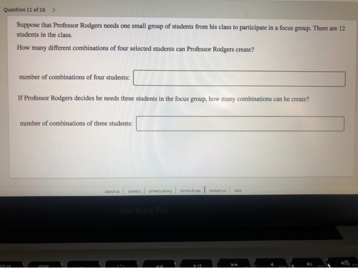 Solved Question 11 of 16> Suppose that Professor Rodgers | Chegg.com