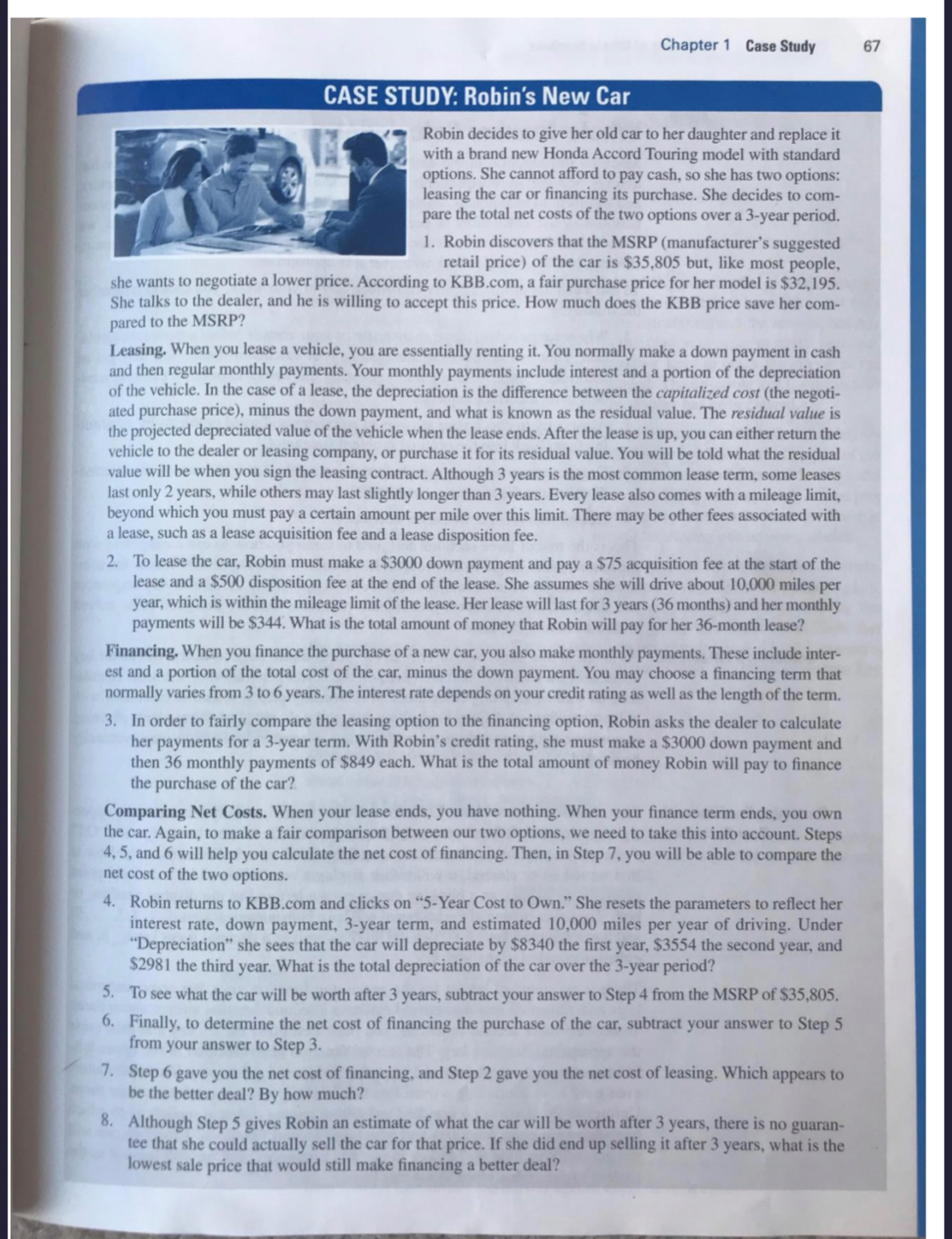 Solved Case Study: Robin's New Car Question 8Chapter 1 ﻿Case | Chegg.com