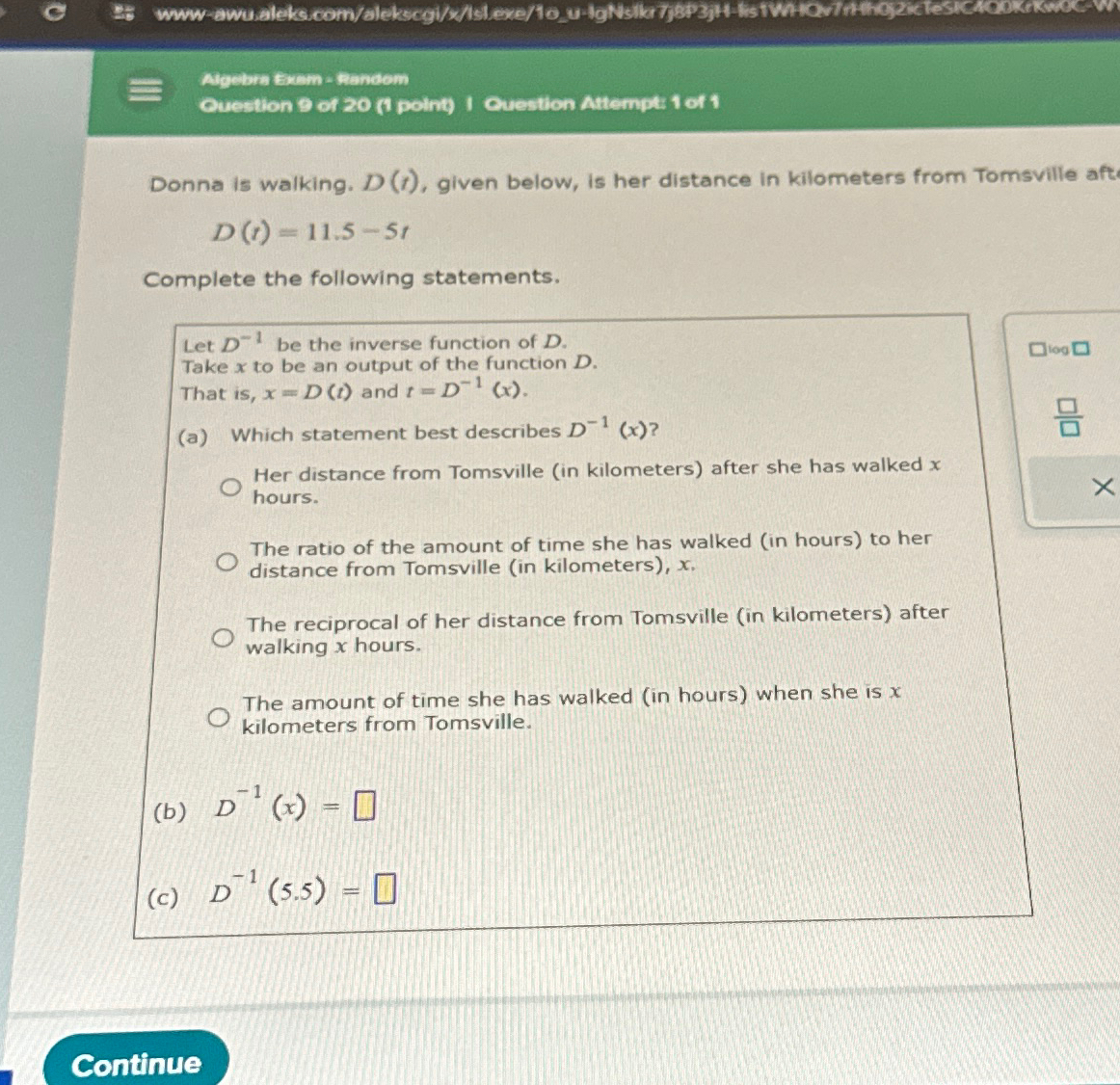 Solved Algebra Exam - ﻿GandomOuestion 9 ﻿of 20 (1 ﻿polnt) ﻿I | Chegg.com
