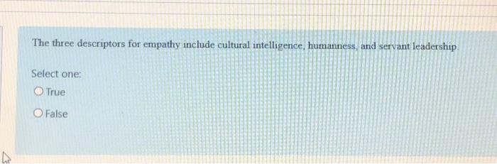 4 The three descriptors for empathy include cultural | Chegg.com