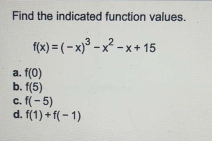 Solved Find the indicated function values. | Chegg.com