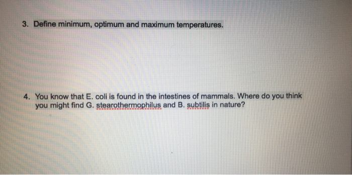 Solved 3. Define minimum, optimum and maximum temperatures. | Chegg.com