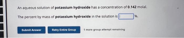 Solved An aqueous solution of potassium hydroxide has a | Chegg.com