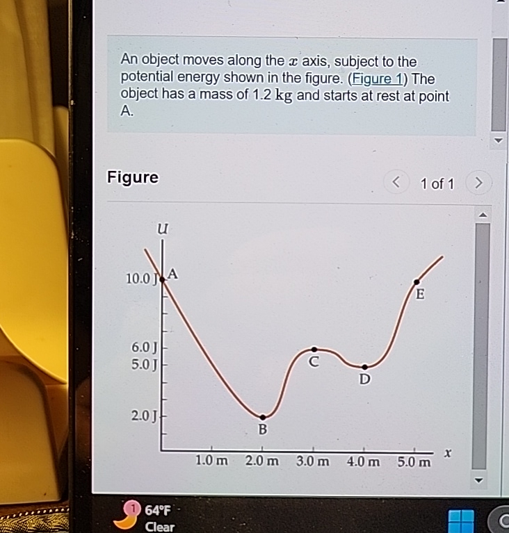 Solved An Object Moves Along The X axis Subject To The