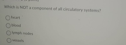 Solved Which is NOT a component of all circulatory | Chegg.com