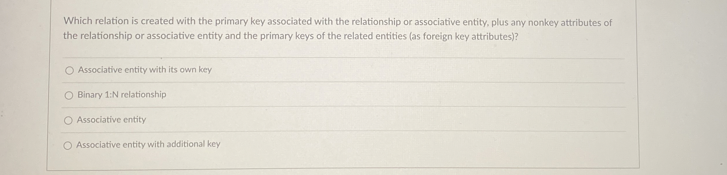 Solved Which relation is created with the primary key | Chegg.com